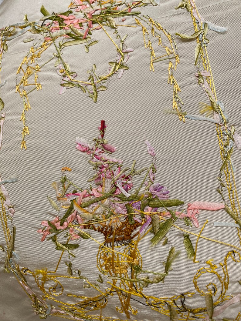 Gorgeous Antique Authentic Ribbon Work Art Silk and Metal | Etsy