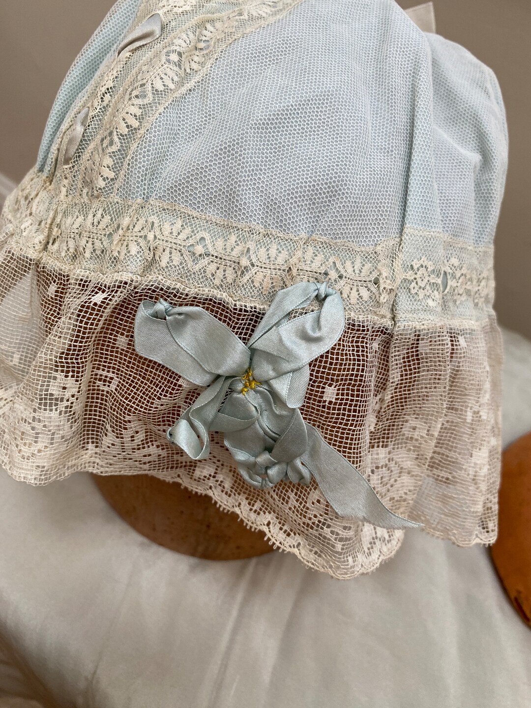 Lovely Antique Adult Size Night Cap With Ribbon Work Silk Lace - Etsy