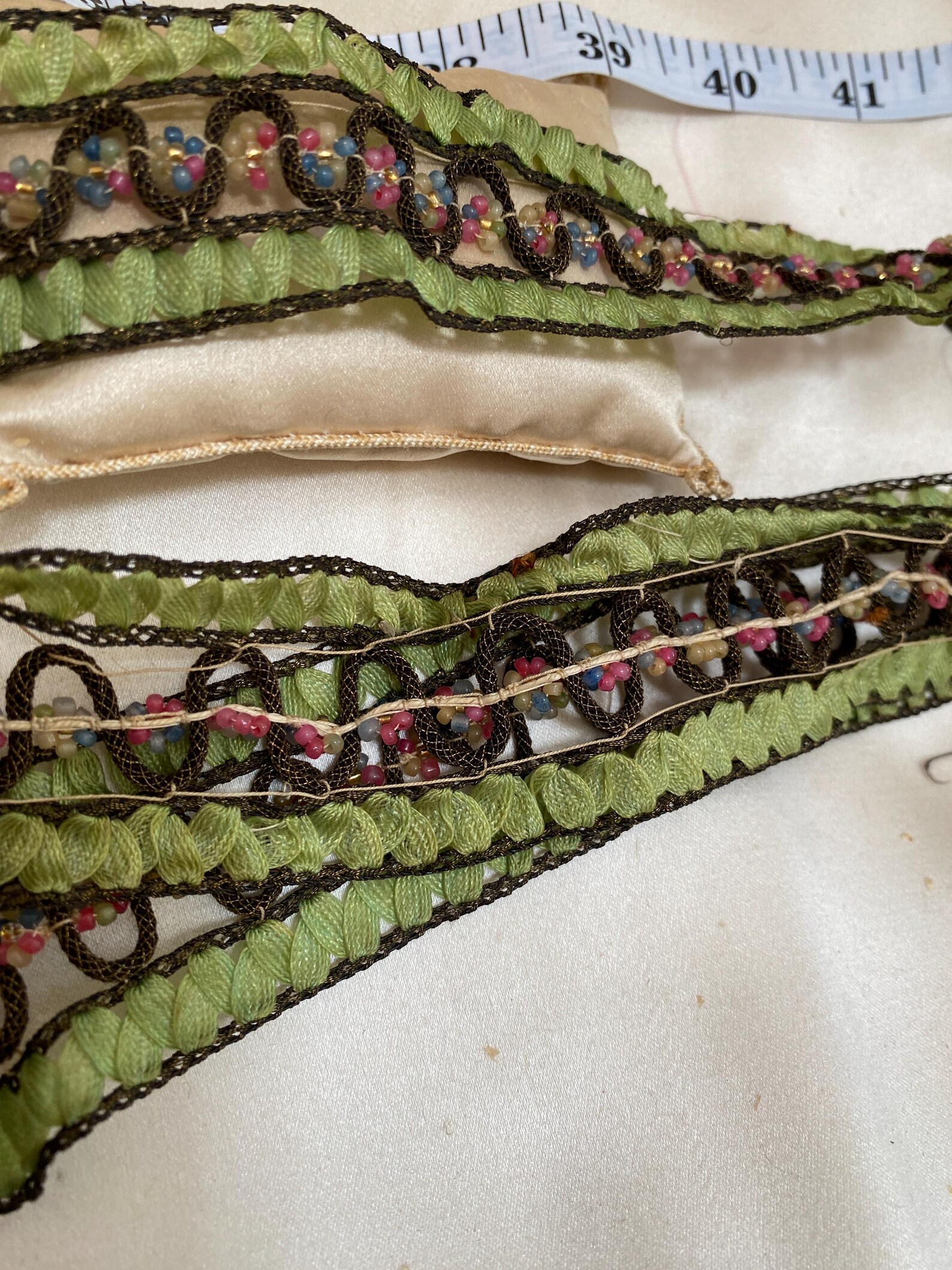 Antique Ribbon Work 1900s Silk With Gold Metal and Beading 1920s - Etsy
