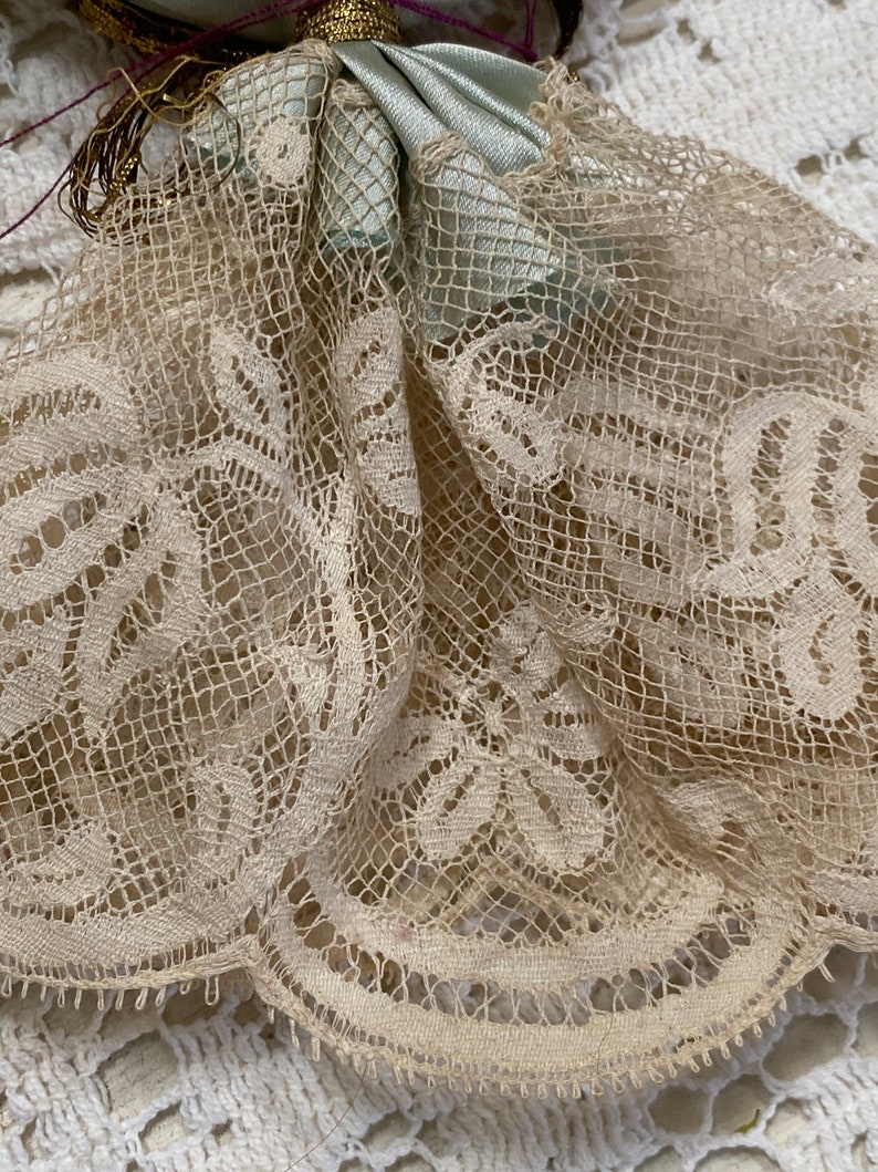 Antique Silk and Lace Sachet of Ribbon With Metal Tie 1910s | Etsy