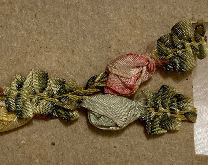9.5 Inches of Rococo Antique Silk Ribbon Work Authentic 1910s Garland ...