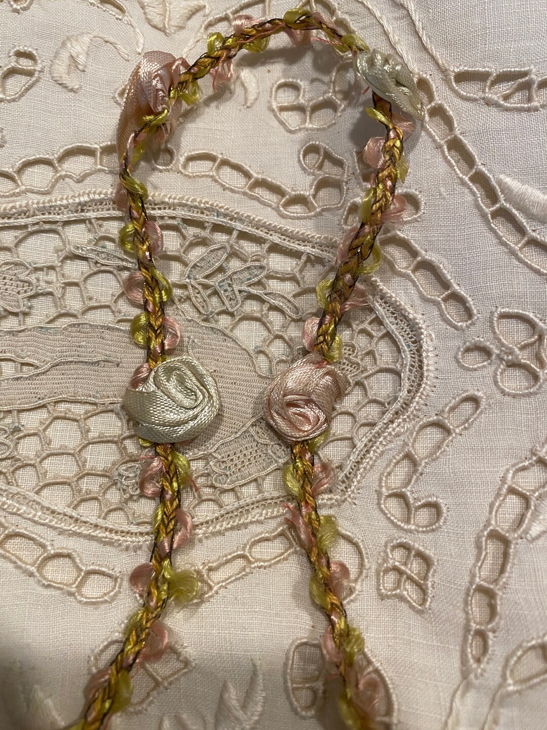 Rare Rococo Antique Authentic Ribbon Work Silk and Metal Garland - Etsy