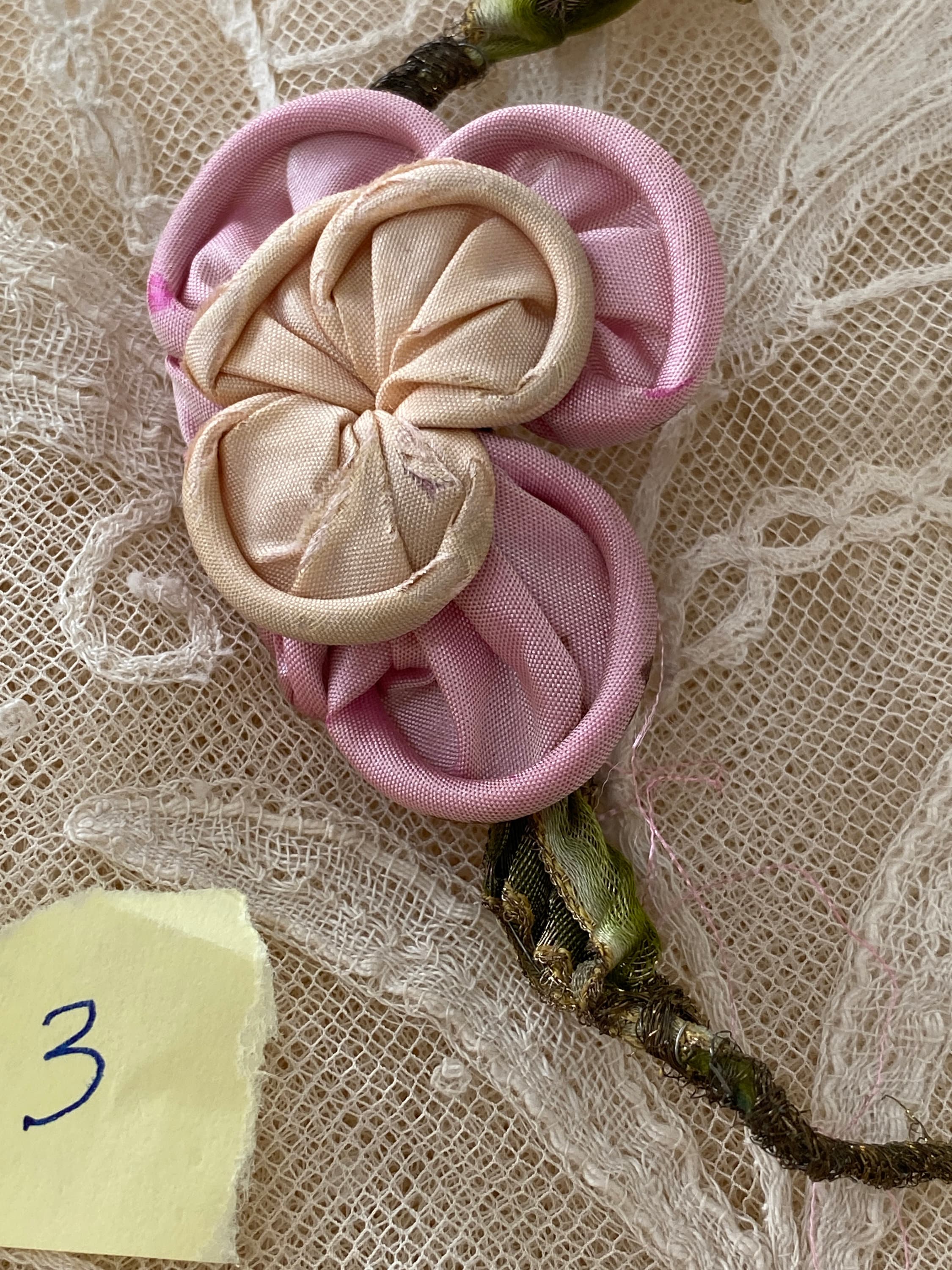 Antique Rare Ribbon Work Flower Great Colors Silk | Etsy