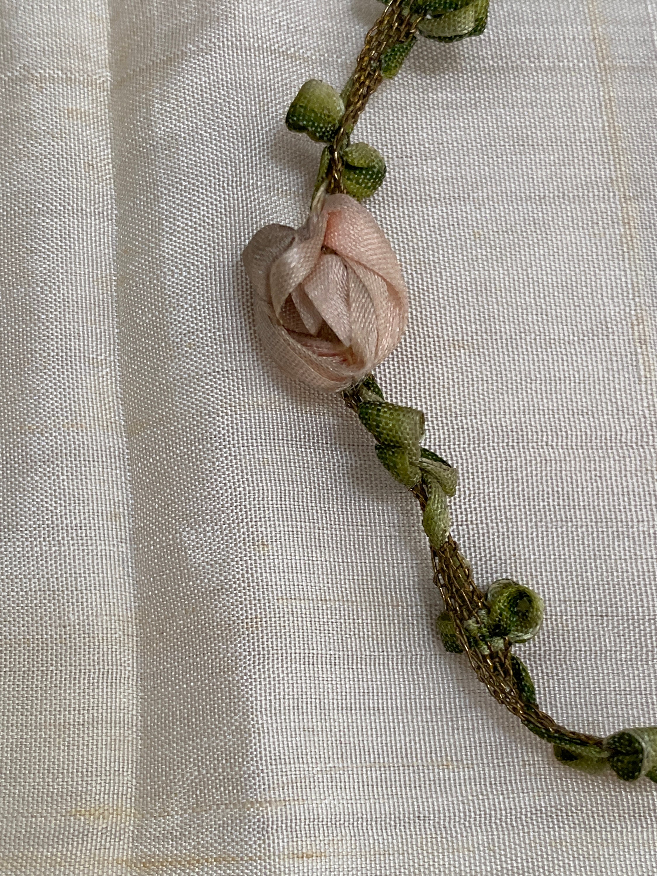 Rare Antique Authentic Ribbon Work Silk/metal Garland - Etsy