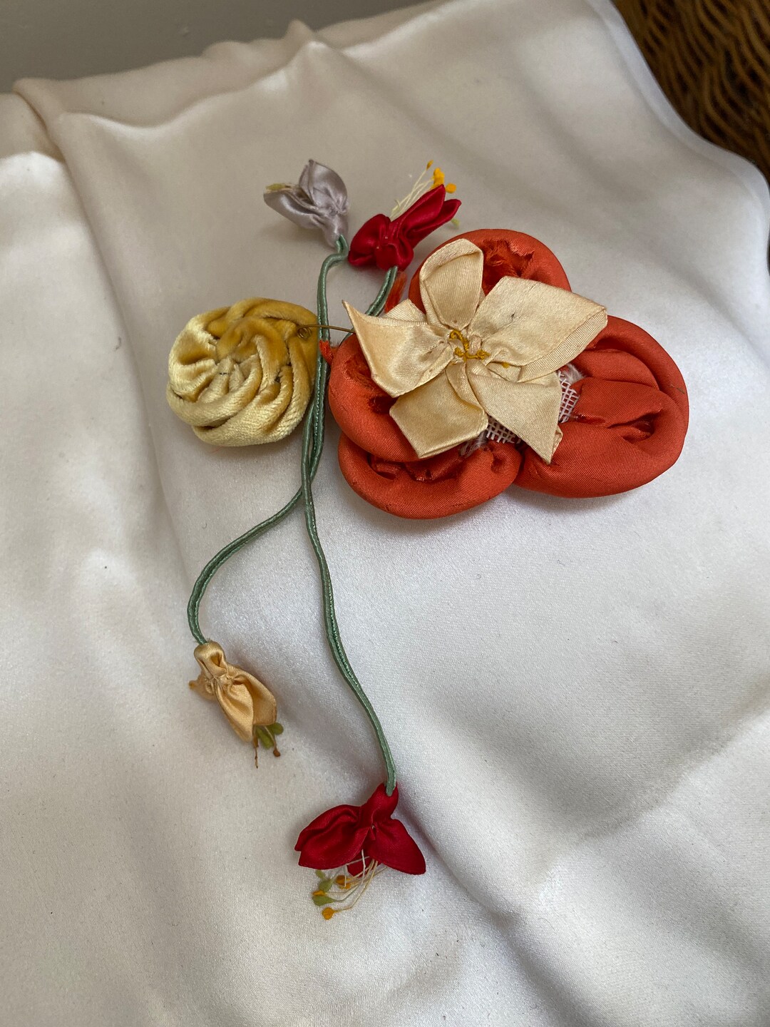 Antique Silk Ribbon Work Flower Authentic 1910s - Etsy