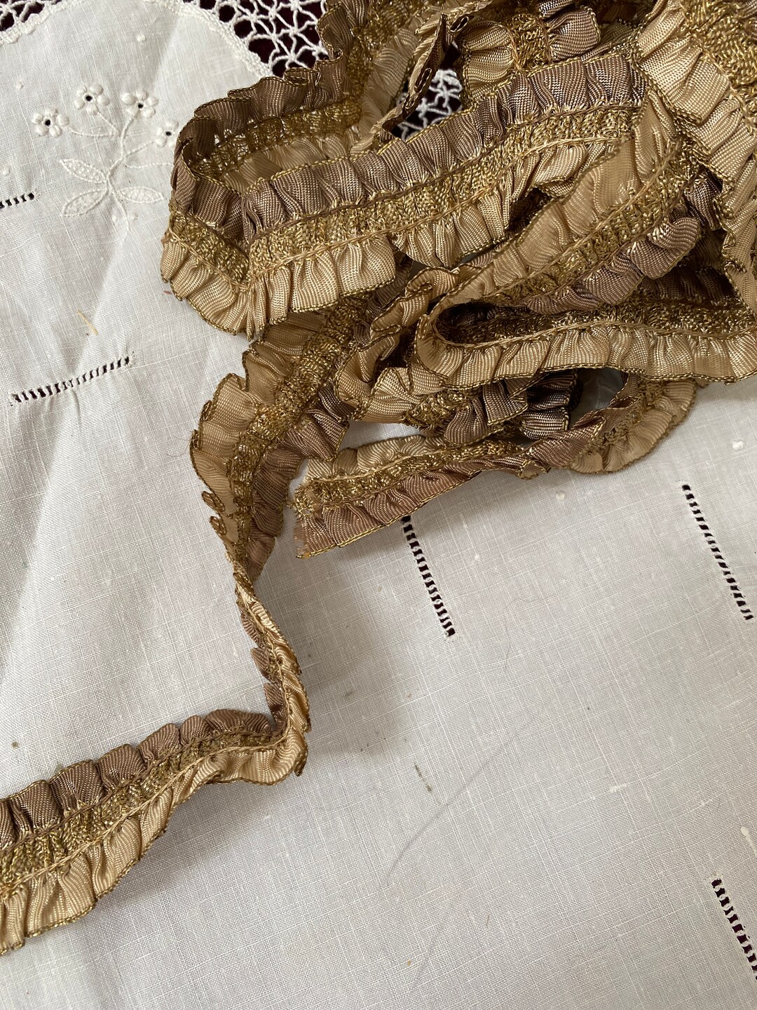 17 Last Length Antique Authentic Ribbon Work Silk/metal Ruching - Etsy