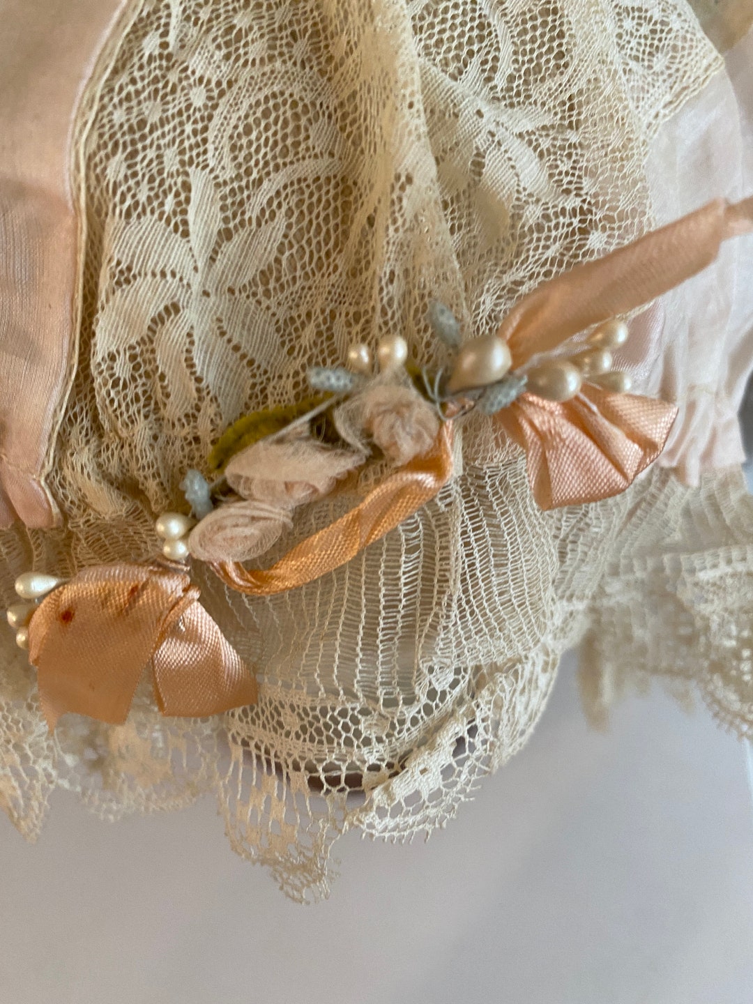 Lovely Antique Adult Size Night Cap With Ribbon Work Lace - Etsy
