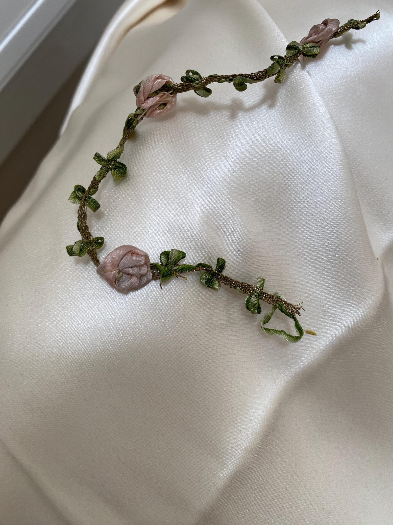 Rare Antique Authentic Ribbon Work Silk/metal Garland - Etsy
