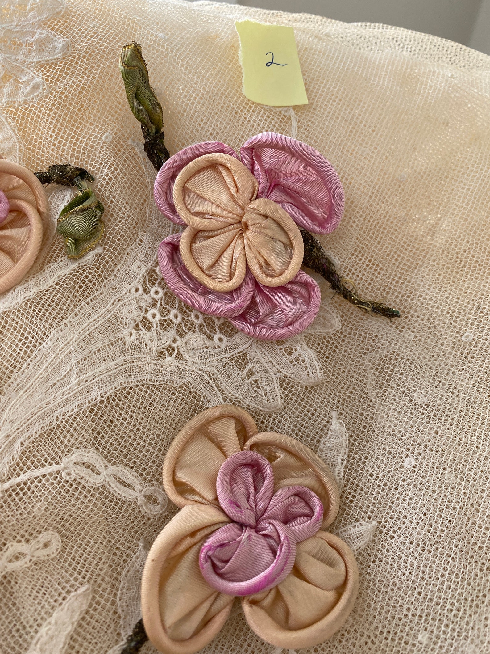 Antique Rare Ribbon Work Flower Great Colors Silk | Etsy