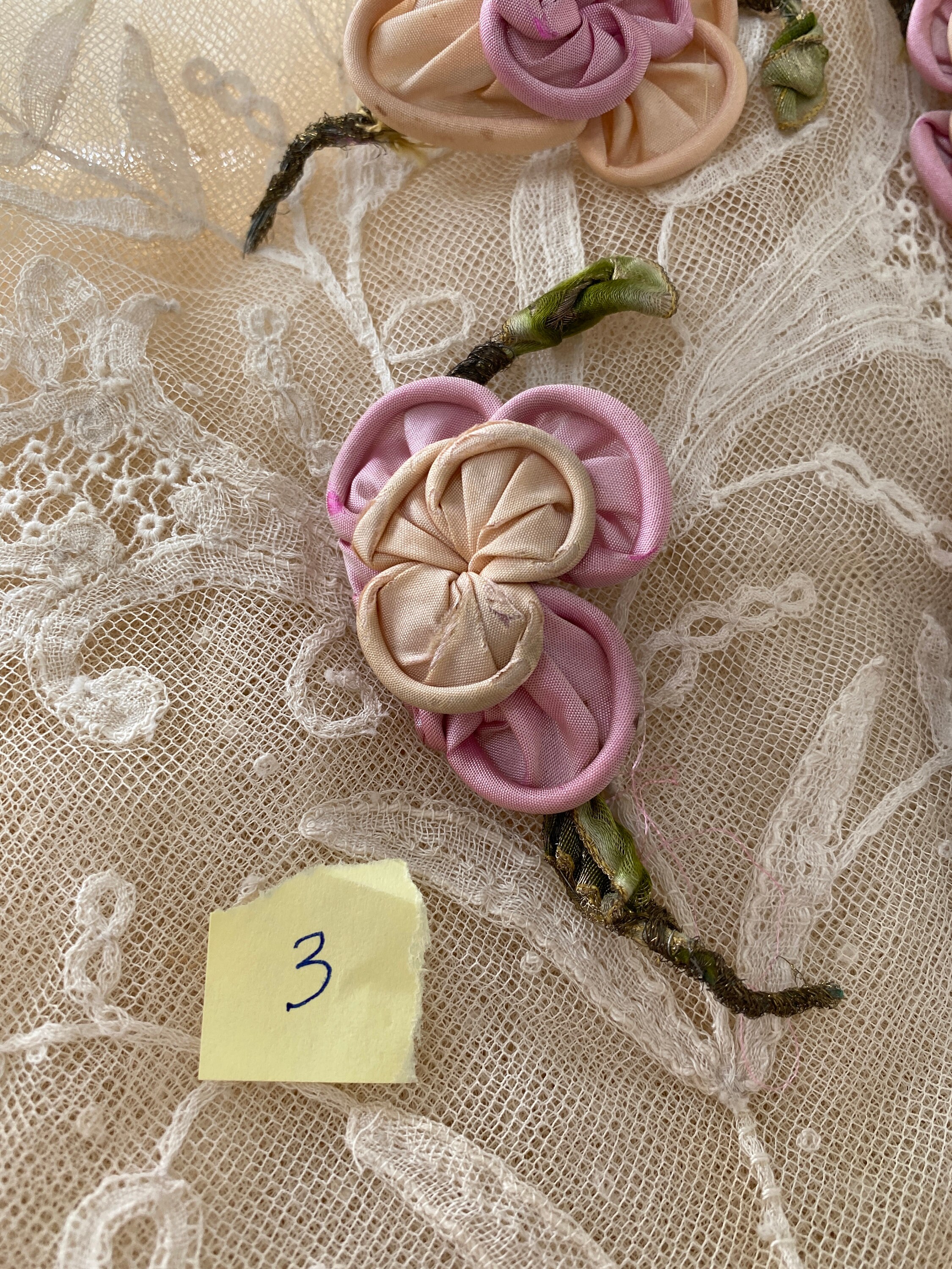 Antique Rare Ribbon Work Flower Great Colors Silk | Etsy