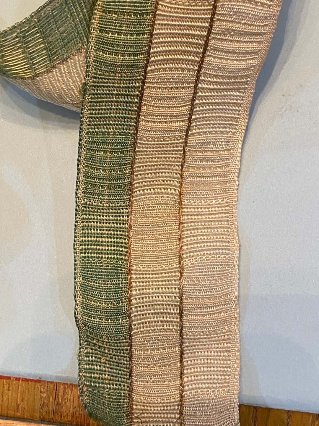 Metal Gold Ruched Ombre Rare Silk Antique Authentic Ribbon Work Ribbon ...