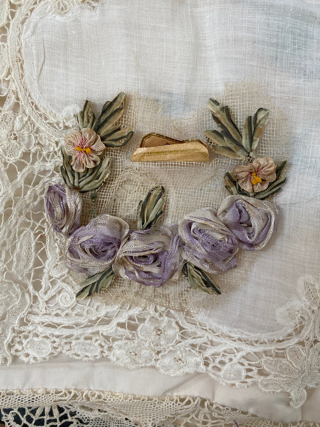 Antique Silk Ribbon Work Authentic 1920s - Etsy