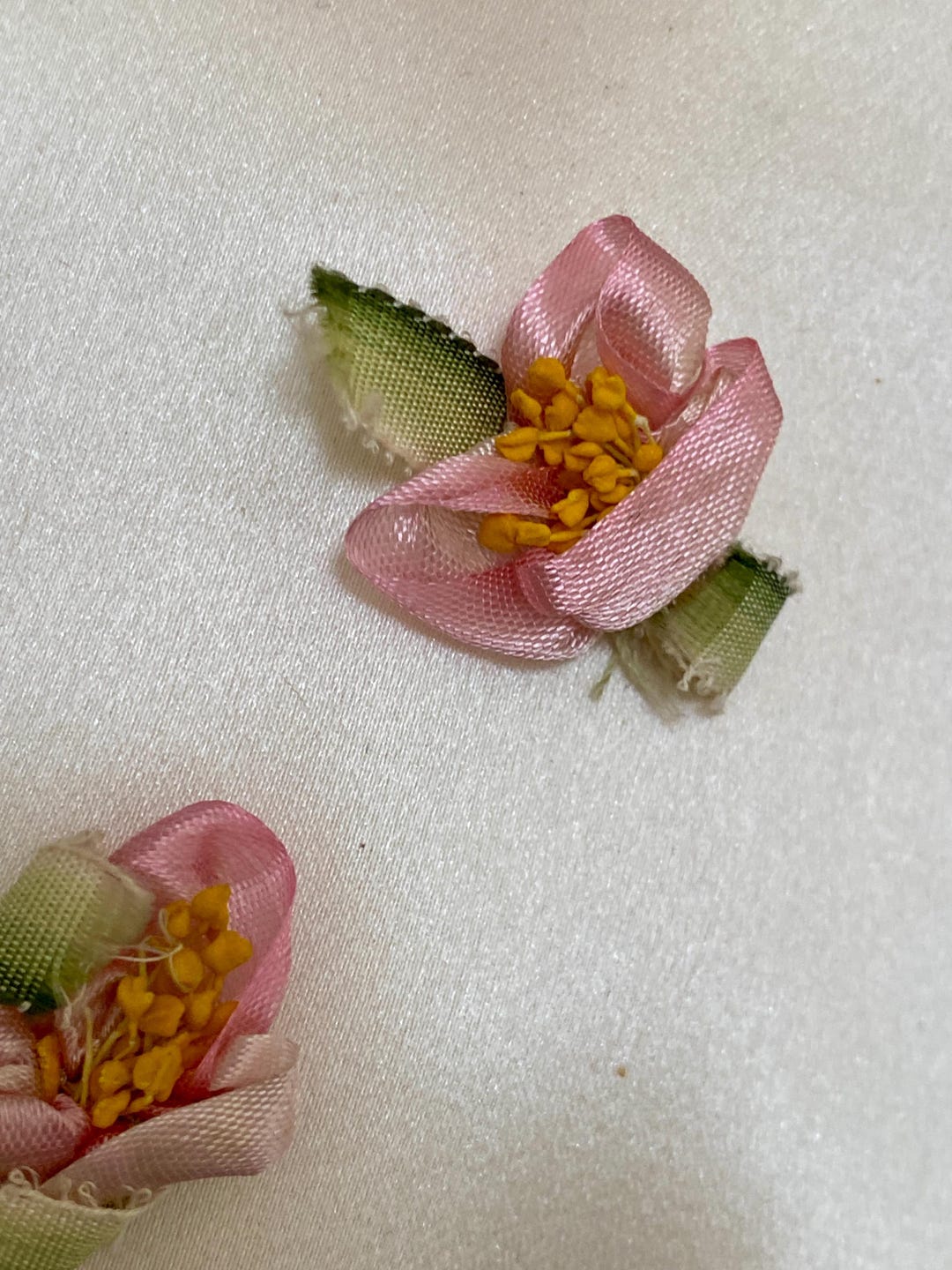 Rare Silk Antique Authentic Ribbon Work Pink - Etsy