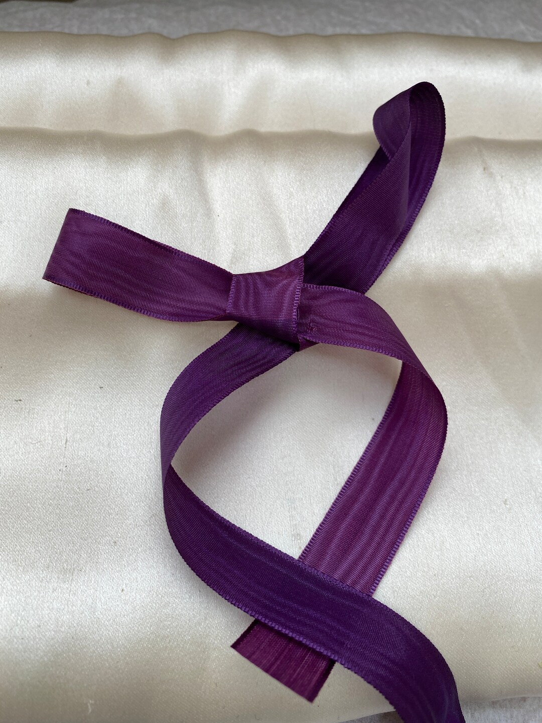 Antique Ribbon Work 1800s Silk Bow Dark Purple Moire Taffeta - Etsy