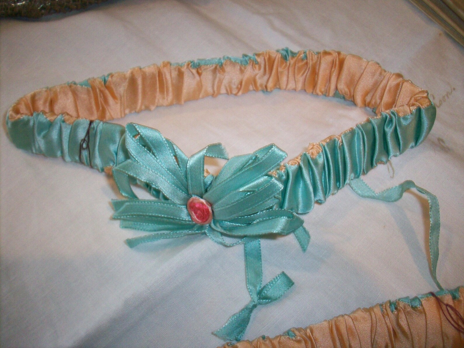 Set of Two Turquoise Ribbon Work Garters Silk Authentic 1920s - Etsy