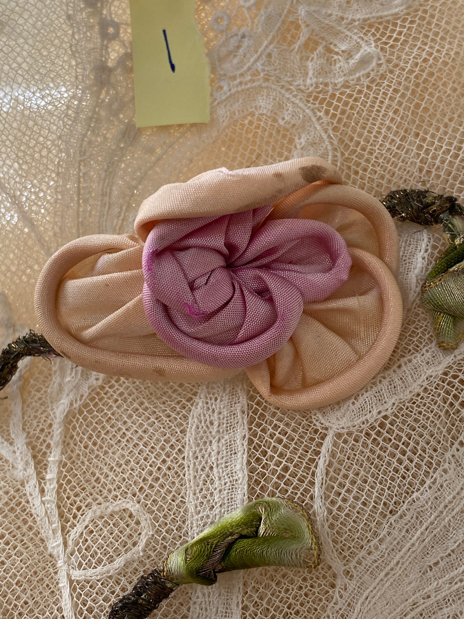 Antique Rare Ribbon Work Flower Great Colors Silk | Etsy