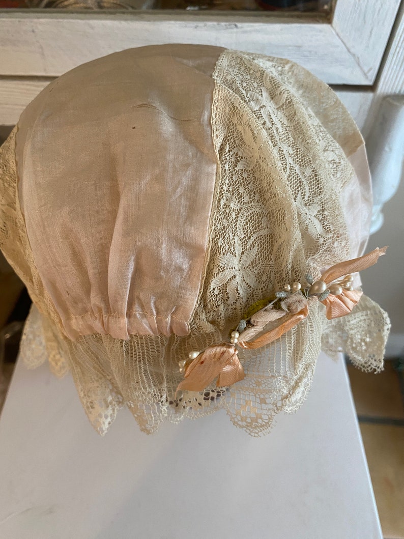 Lovely Antique Adult Size Night Cap With Ribbon Work Lace - Etsy