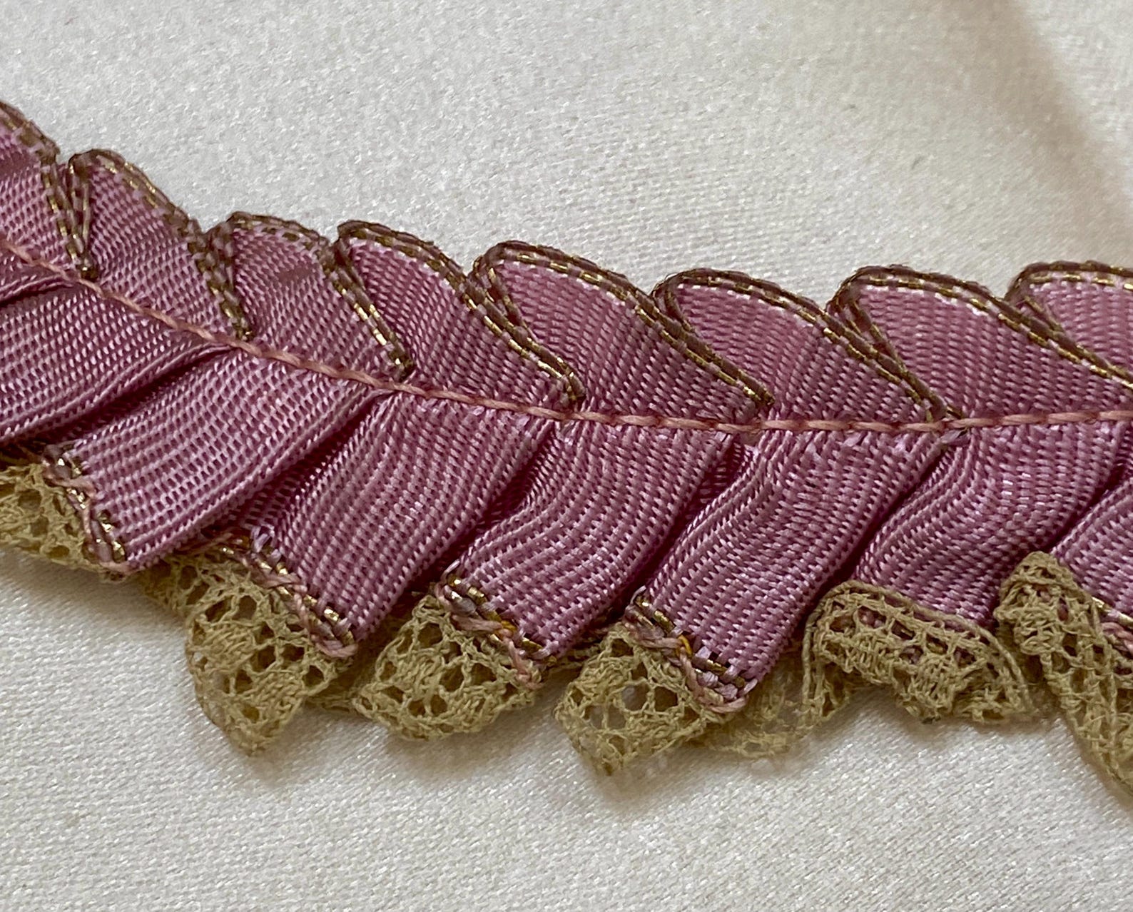 Silk Antique Authentic Ribbon Work Ribbon With Ruffle Edge 36" Length ...