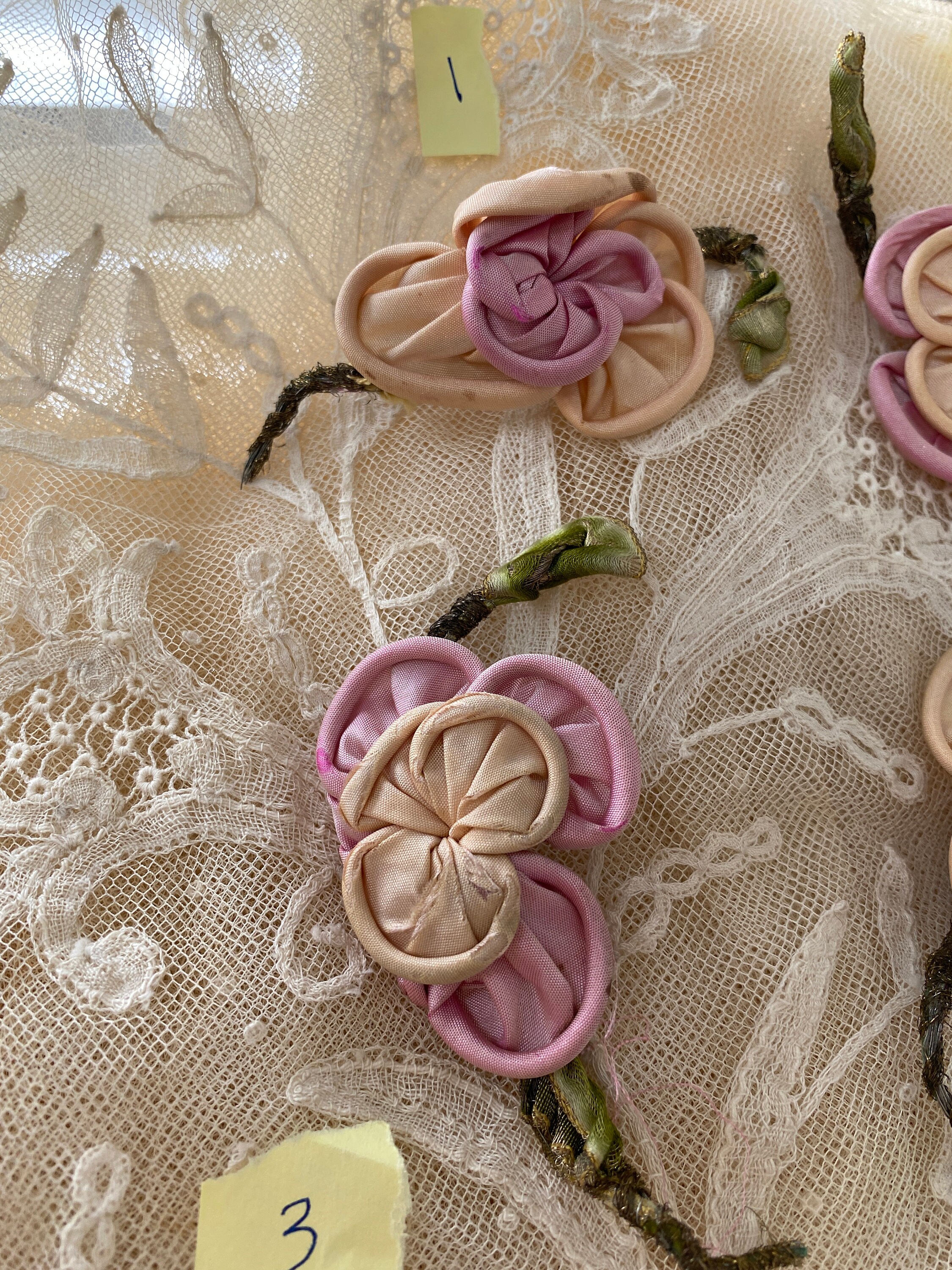 Antique Rare Ribbon Work Flower Great Colors Silk | Etsy