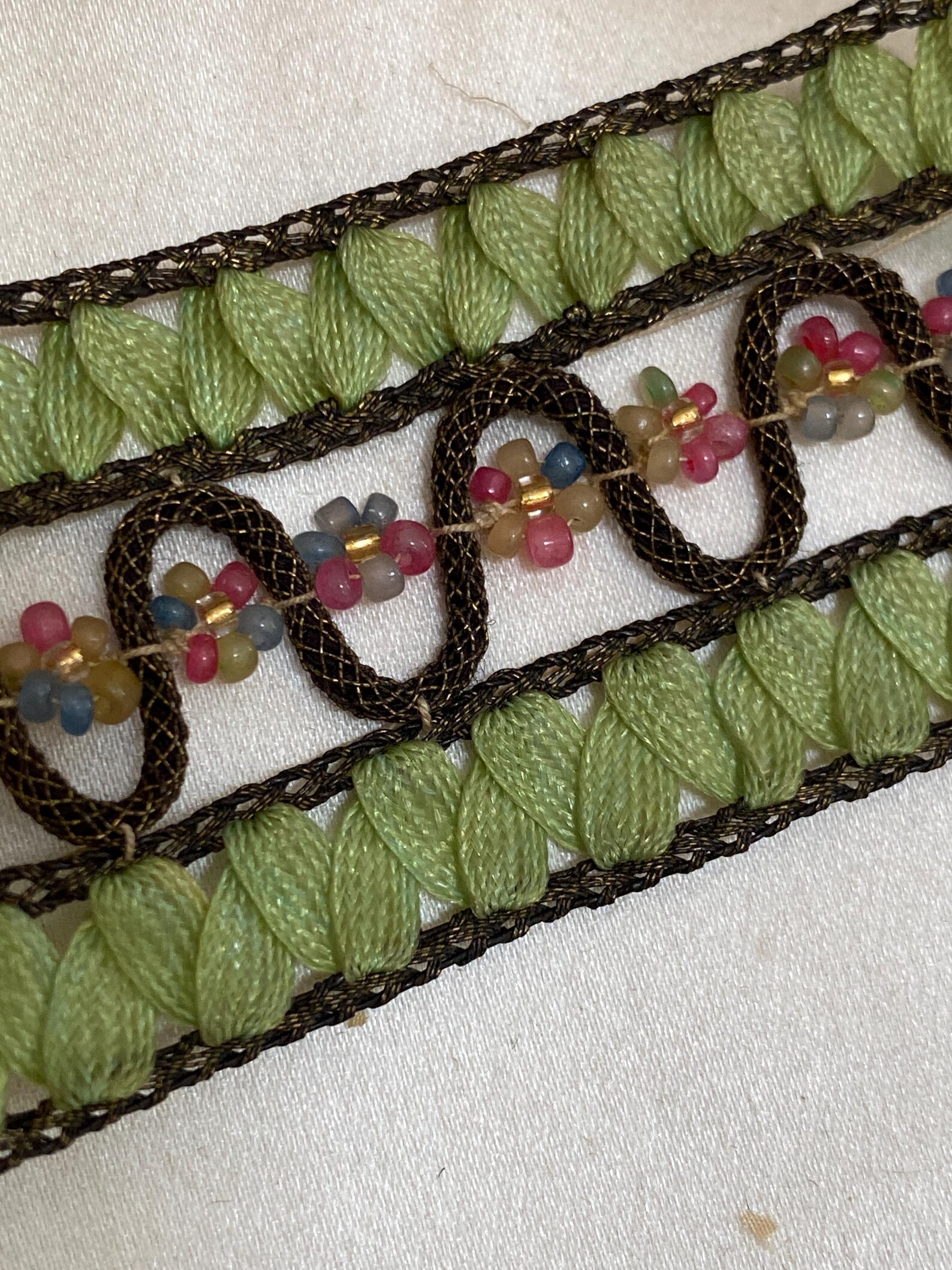 Antique Ribbon Work 1900s Silk With Gold Metal and Beading 1920s - Etsy