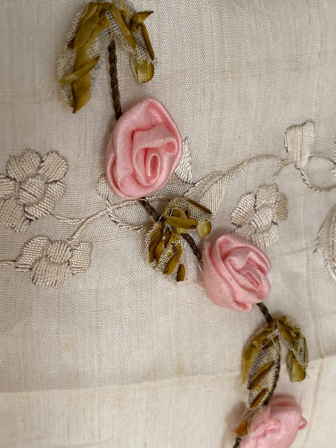 Rare Antique Authentic Ribbon Work Silk/metal Garland - Etsy