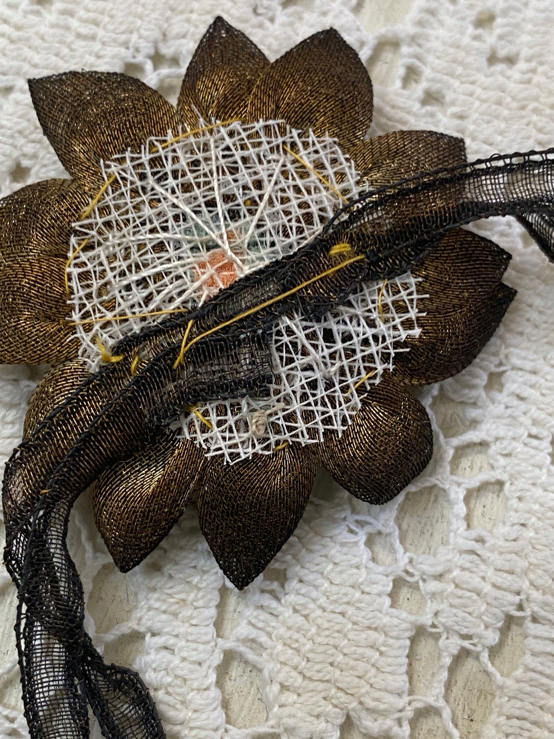 French Antique Silk/metal Ribbon Work Authentic 1920s | Etsy