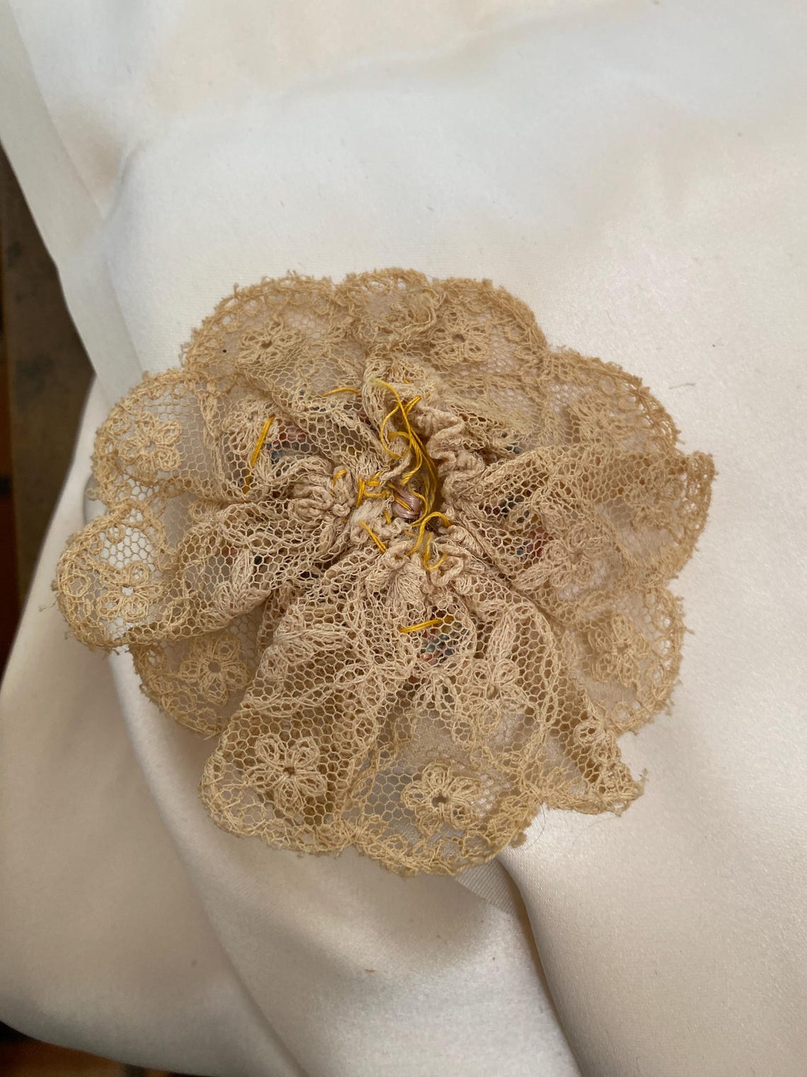 Antique Ribbon Work 1920s Flowers on Lace - Etsy