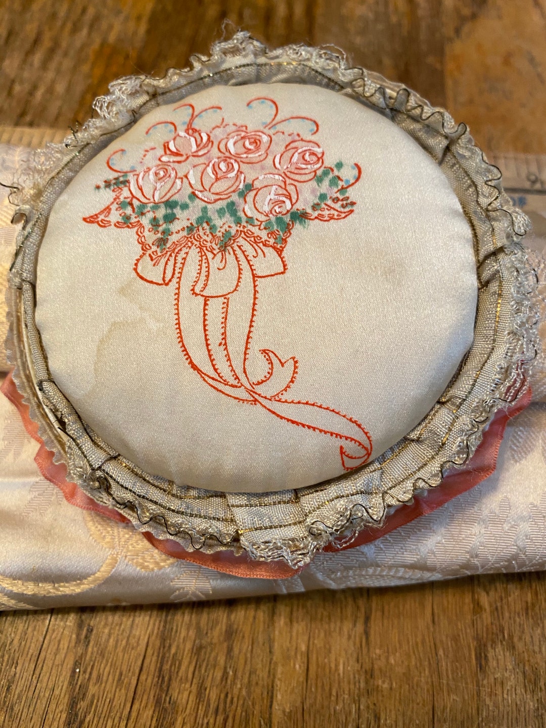 Antique Powder Puff Box With Hand Painted Roses Authentic 1920s - Etsy