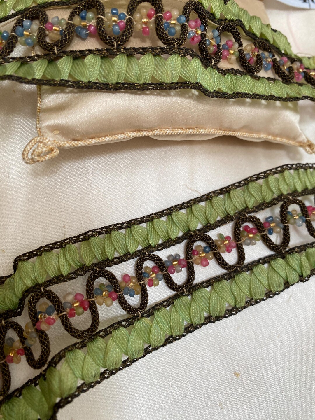 Antique Ribbon Work 1900s Silk With Gold Metal and Beading 1920s - Etsy