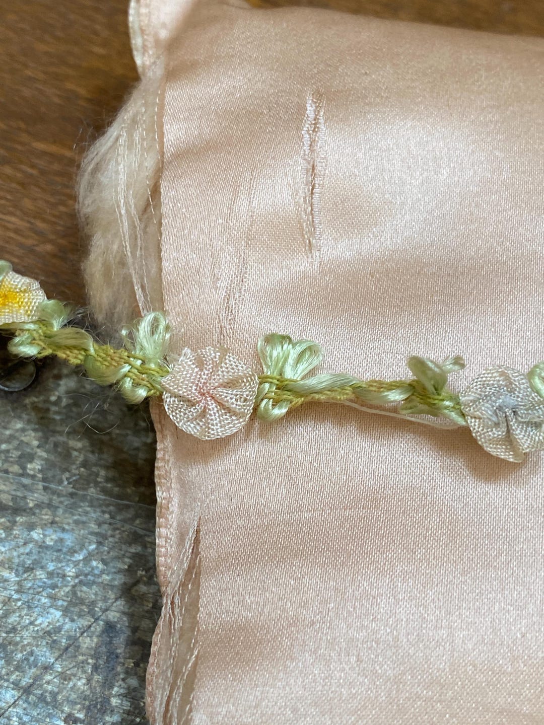 9" Rare Antique Authentic Ribbon Work Silk Garland - Etsy