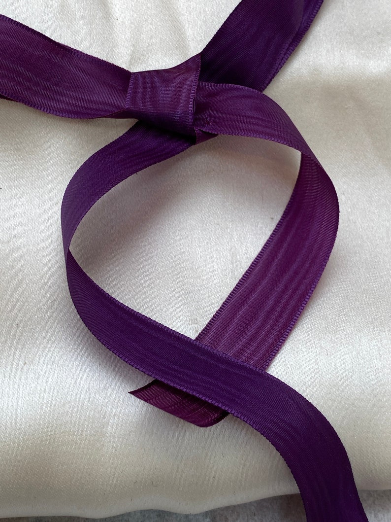 Antique Ribbon Work 1800s Silk Bow Dark Purple Moire Taffeta - Etsy
