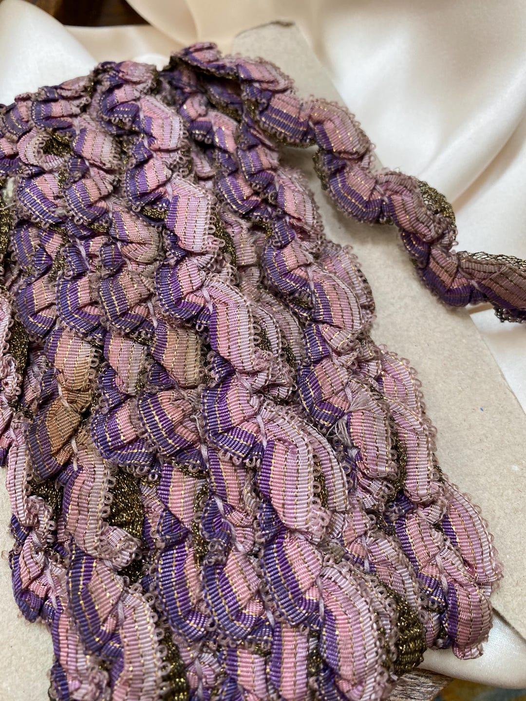 Silk Antique Authentic Ribbon Work Ribbon With Metal 12" Length, More ...