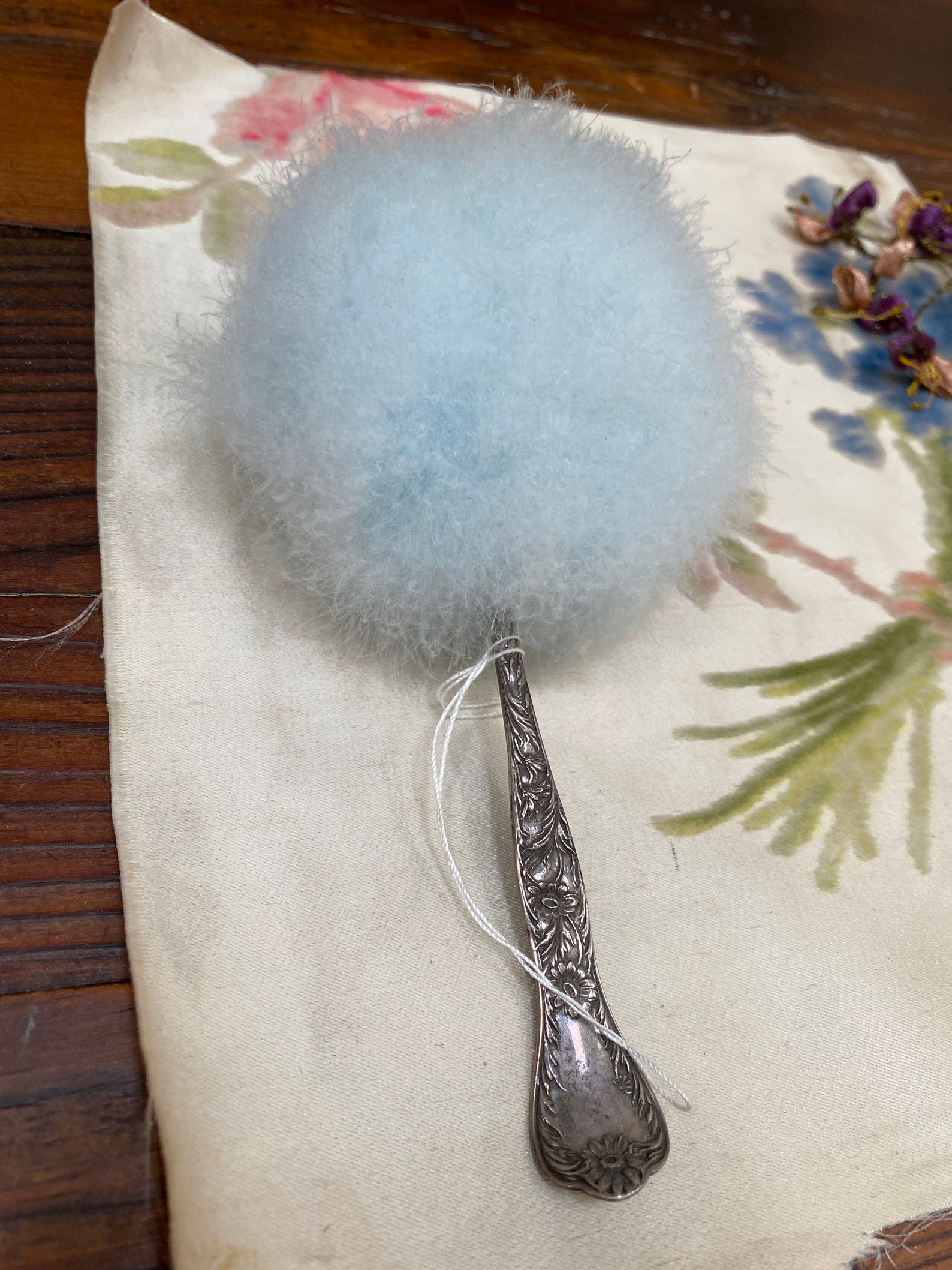 Sweet Powder Puff in Blue Pastel Silk Real Down Authentic - Etsy