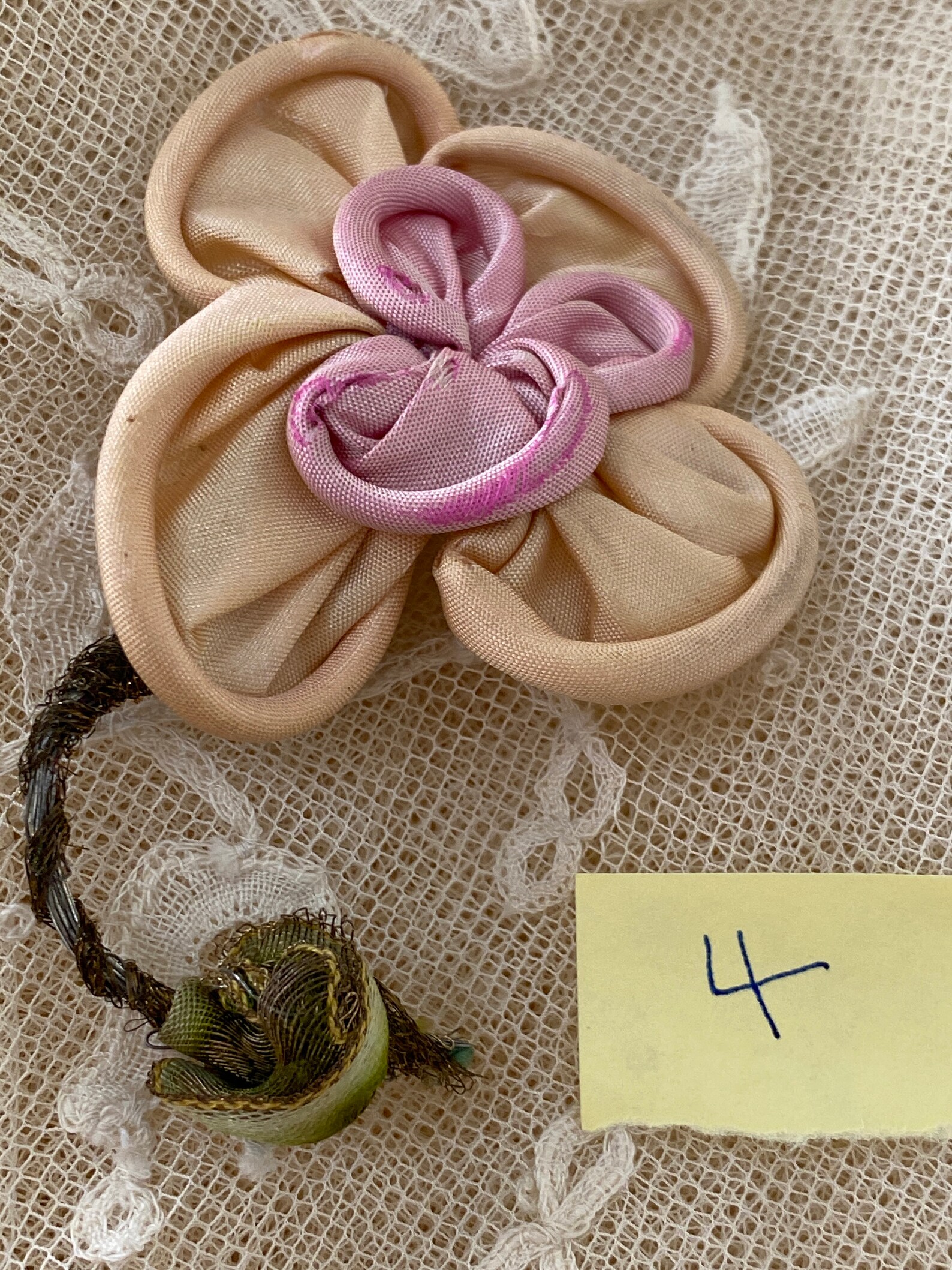Antique Rare Ribbon Work Flower Great Colors Silk | Etsy