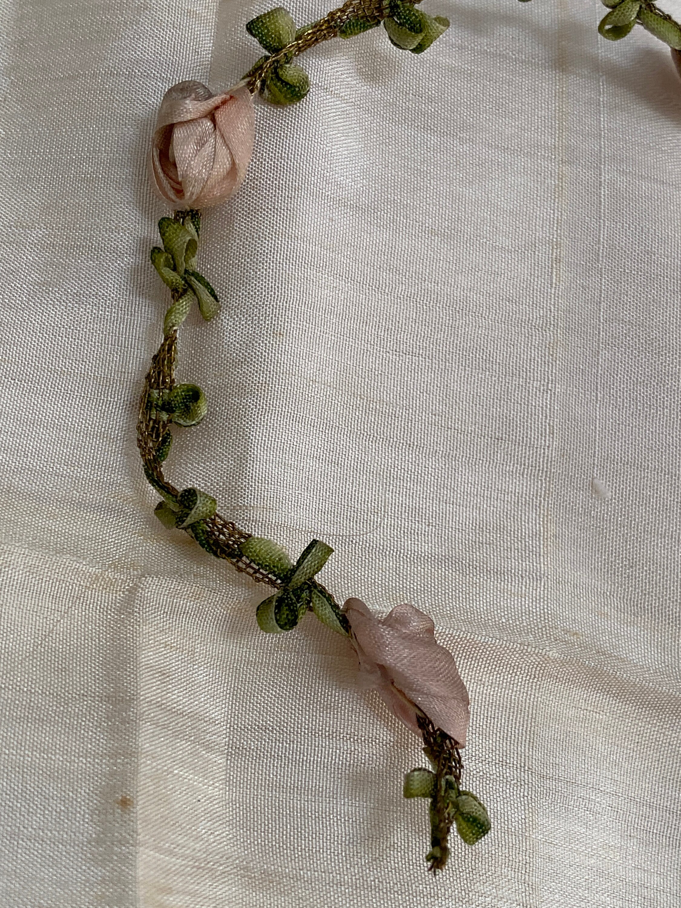 Rare Antique Authentic Ribbon Work Silk/metal Garland - Etsy