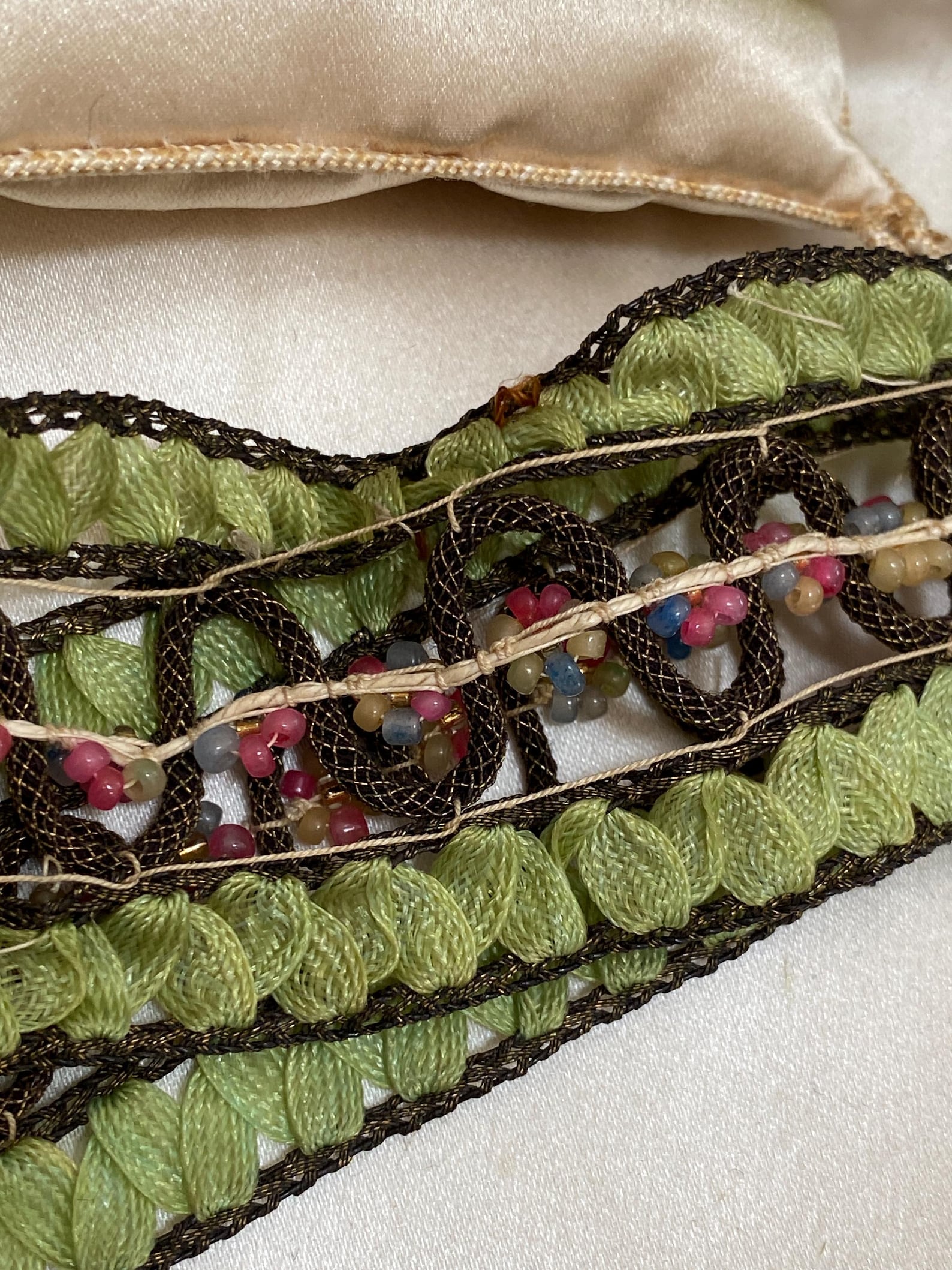Antique Ribbon Work 1900s Silk With Gold Metal and Beading 1920s - Etsy