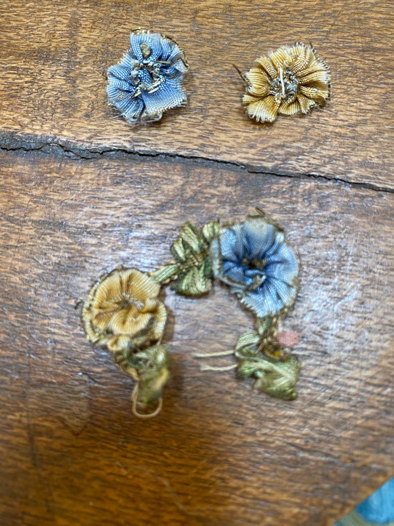 Very Rare Antique Authentic Ribbon Work Silk and Metal Garland Rococo 1 ...
