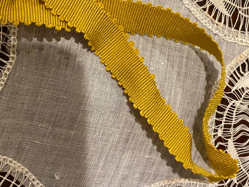 Chartreuse rare silk Picot edge antique authentic ribbon work | Etsy