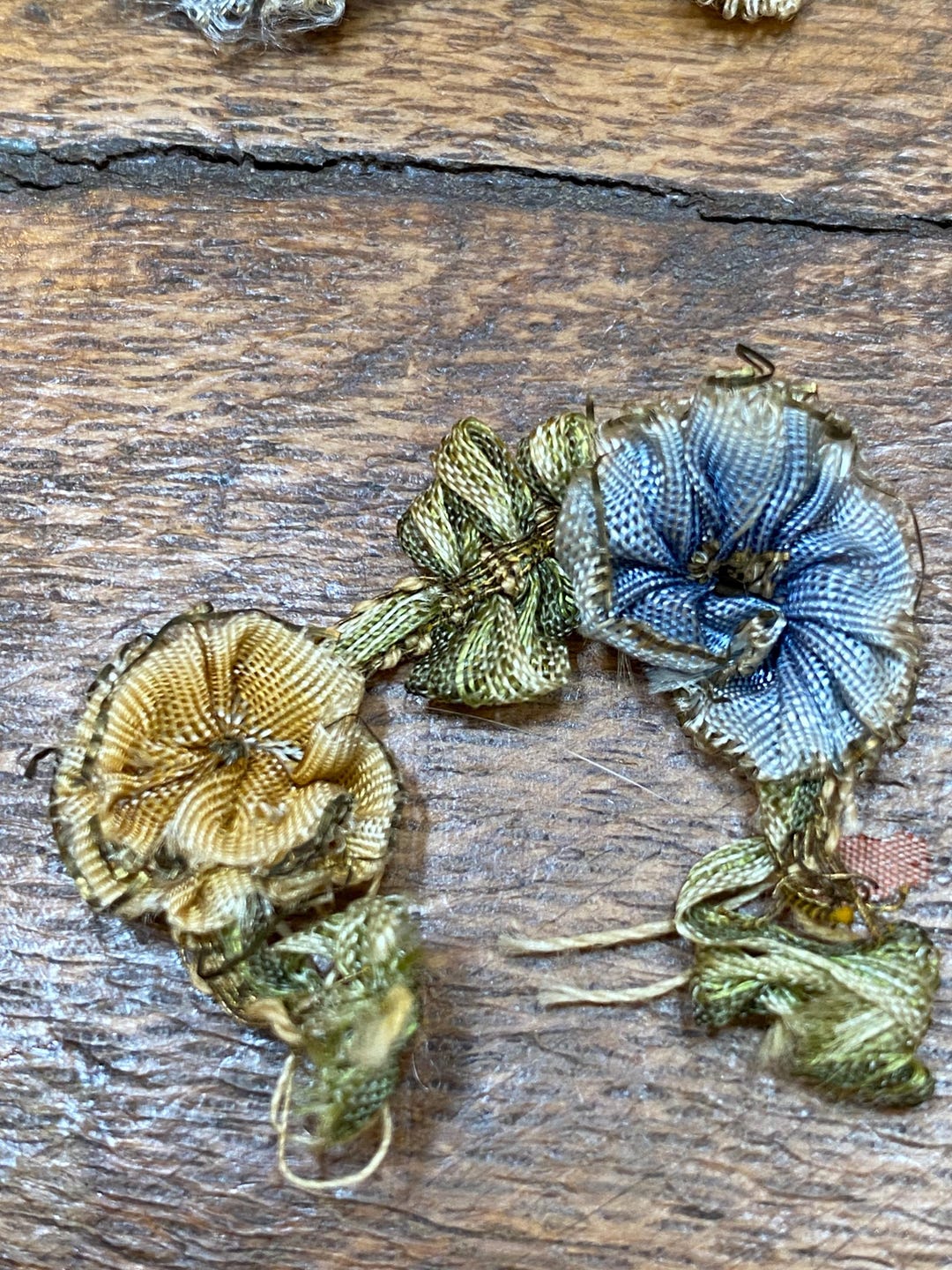 Very Rare Antique Authentic Ribbon Work Silk and Metal Garland Rococo 1 ...