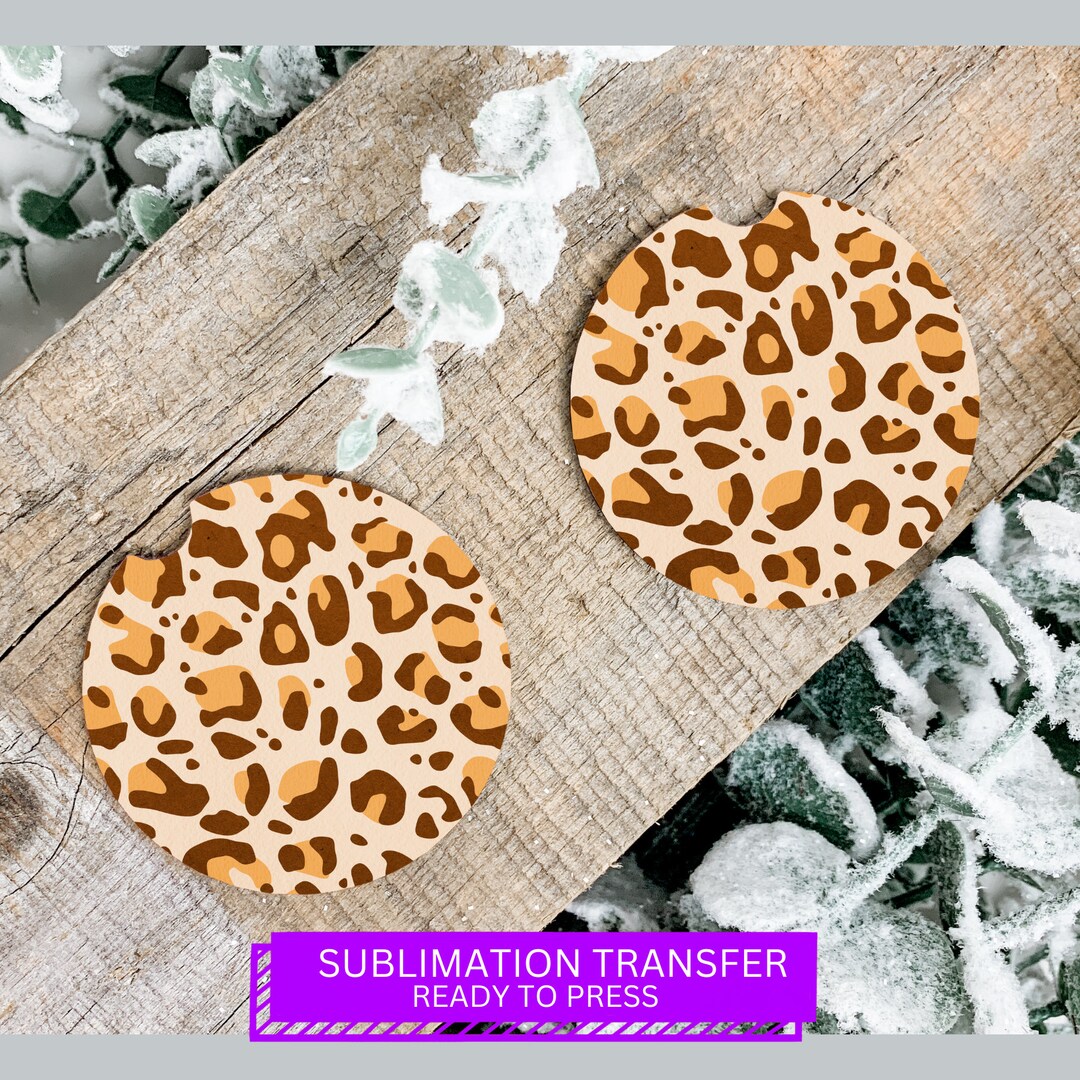 Car Coaster Ready to Press Heat Transfer, Cheetah Print, Set of 6 ...