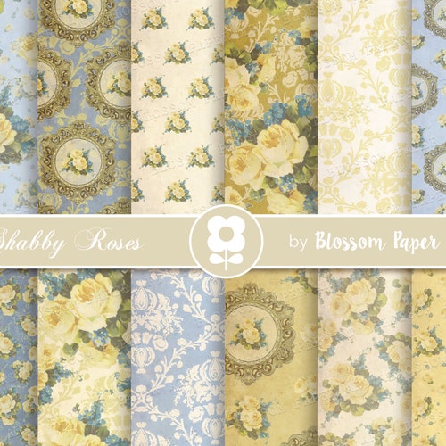 Digital Scrapbook Paper Pack Floral Digital Paper Shabby Chic | Etsy