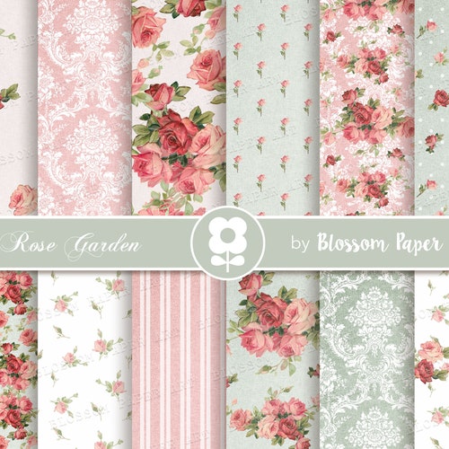 Vintage Scrapbook Paper Roses Shabby Chic Digital Paper Pack - Etsy