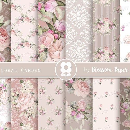 Pink Digital Paper Roses Scrapbook Paper Floral Collage - Etsy