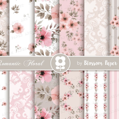 Floral Digital Paper Scrapbooking Paper Pack Wedding Papers - Etsy
