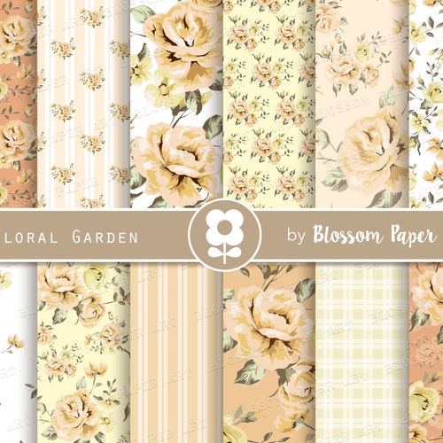 Digital Paper Floral Scrapbook Paper Pack Rose Digital - Etsy