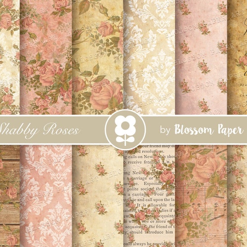 VINTAGE PRINTABLE Rose Digital Paper Digital Paper Pack - Etsy