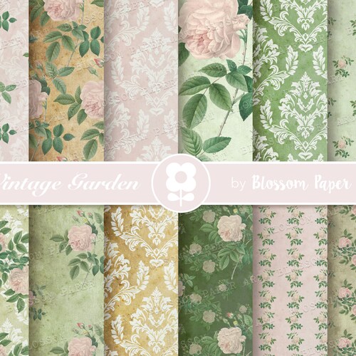 Vintage Floral Digital Paper Floral Digital Paper Pack Pink - Etsy