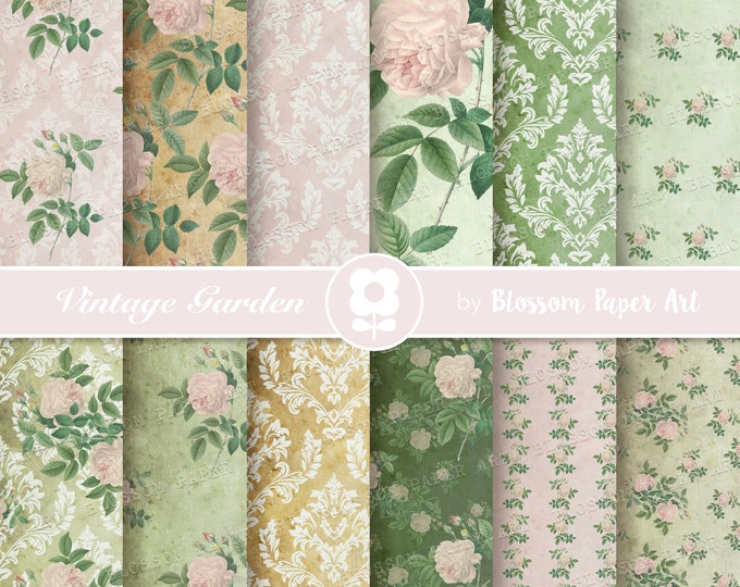 Vintage Floral Digital Paper Floral Digital Paper Pack Pink - Etsy