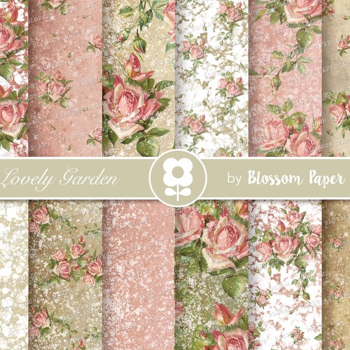 Floral Digital Paper Shabby Chic Digital Paper Pack Vintage - Etsy