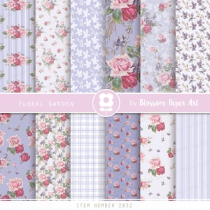 Rose Digital Paper, Shabby Chic Digital Paper Pack, Vintage Roses ...